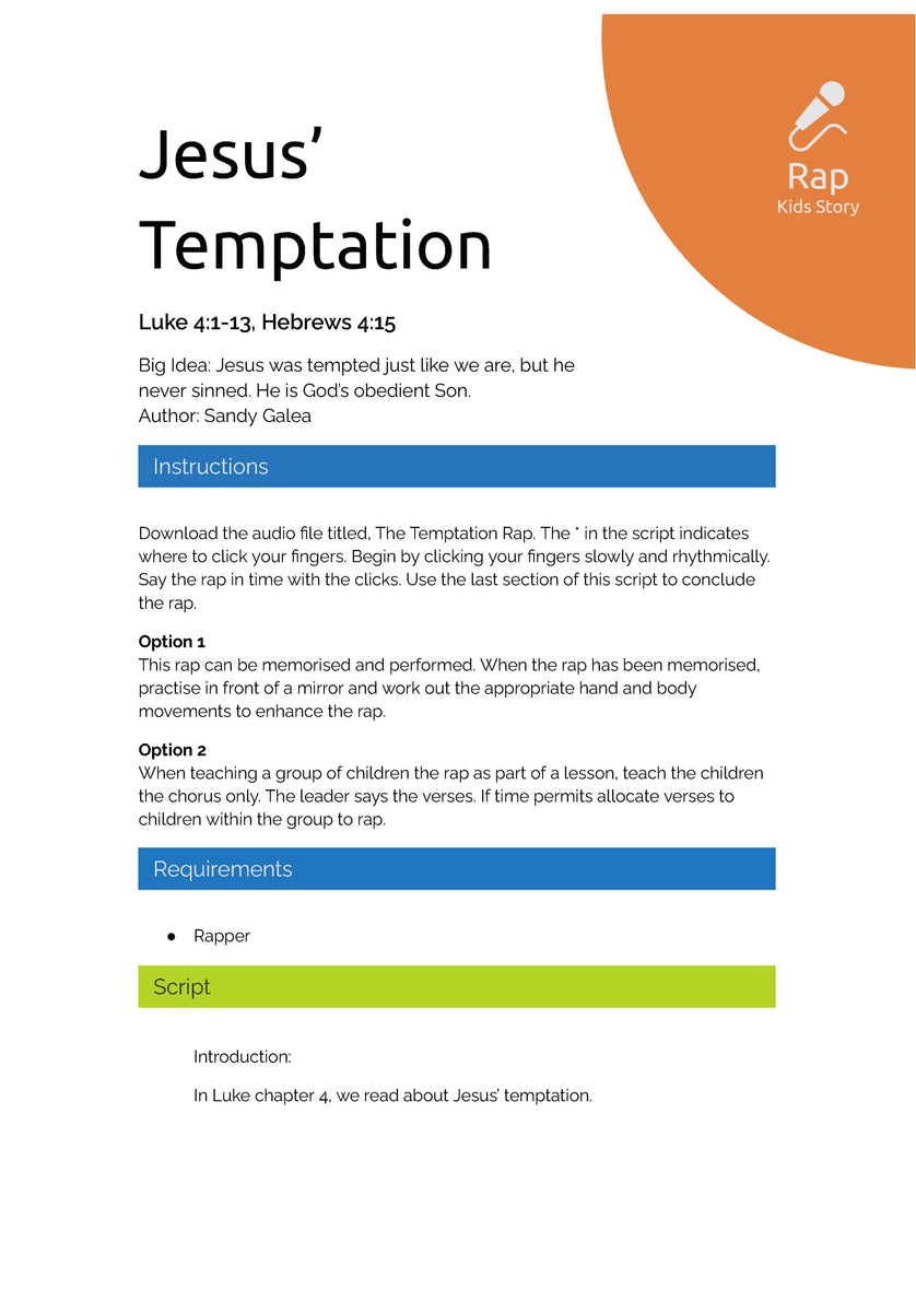 Jesus' Temptation Rap – Kidswise