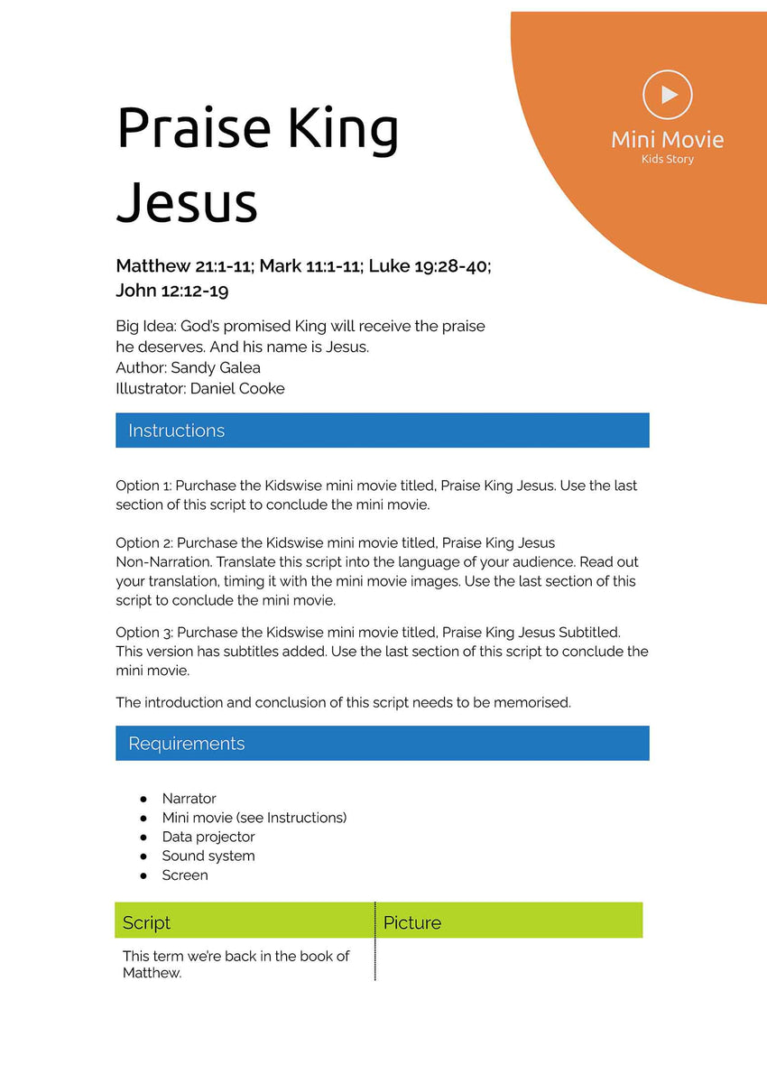 Mini Movie / Praise King Jesus – Kidswise