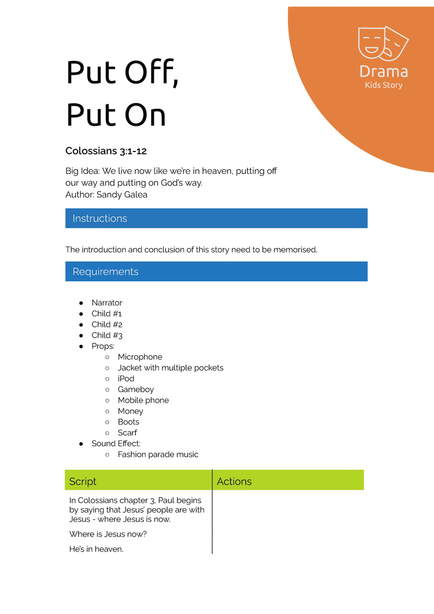 Put Off, Put On – Kidswise