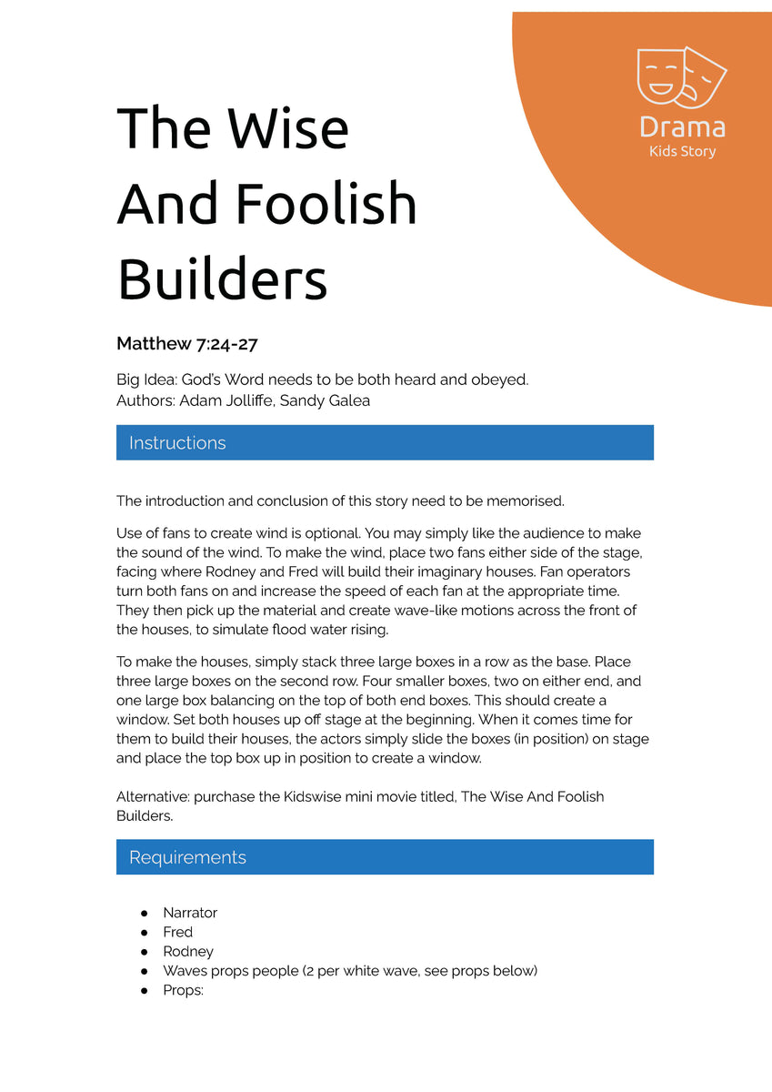 The Wise And Foolish Builders – Kidswise